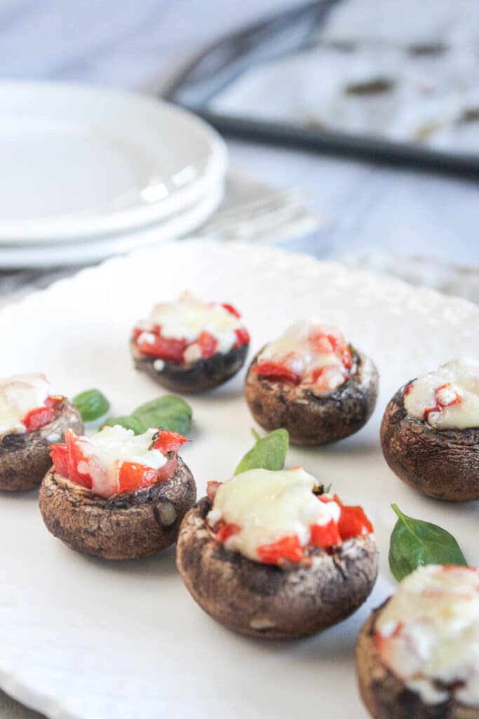 Easy Healthy Caprese Stuffed Mushrooms for Two